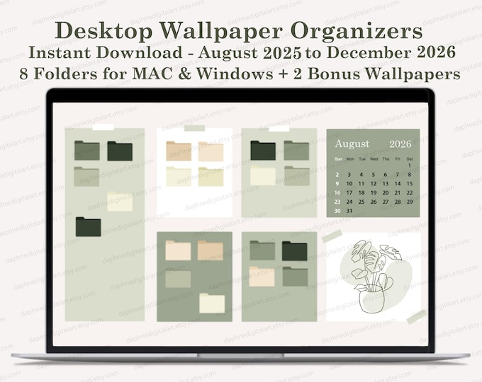 2025-2026 Desktop Organizer Wallpaper, Custom Desktop Folder Icons Set ...