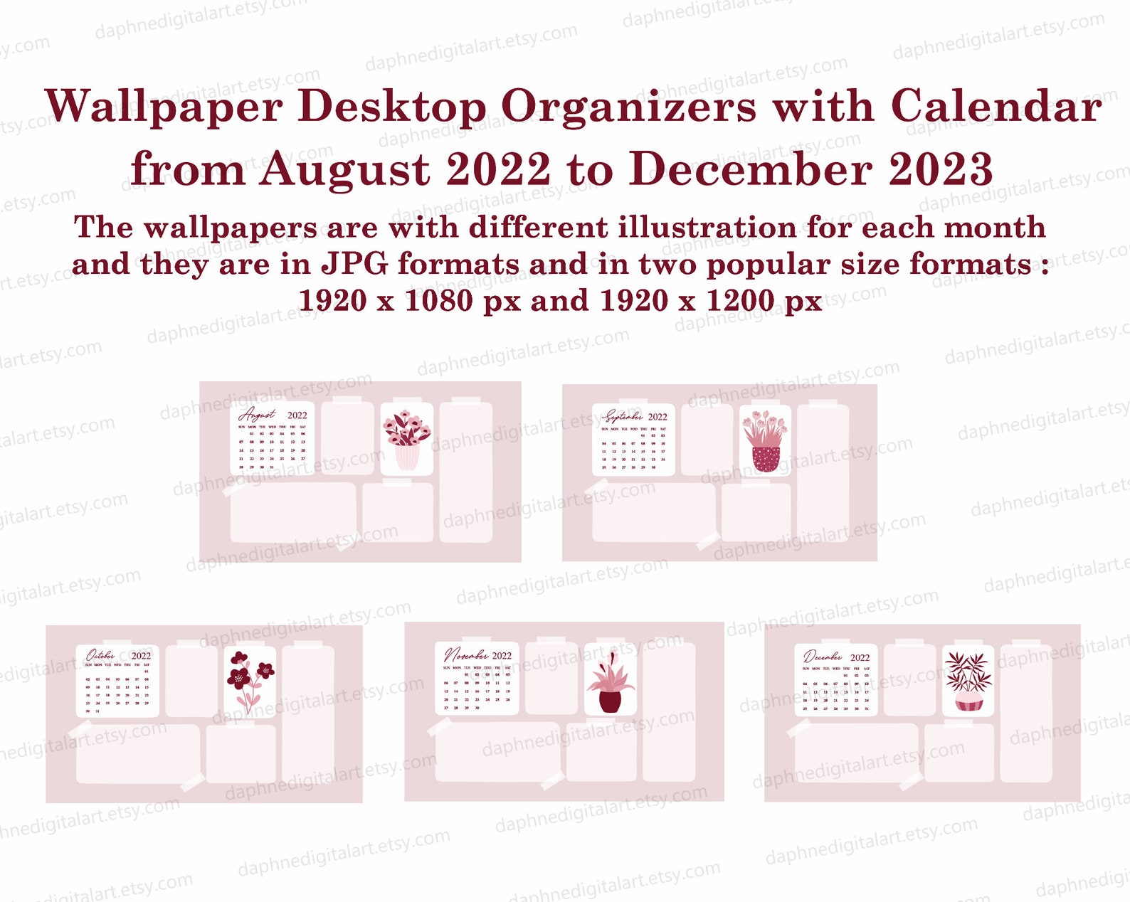 Desktop Wallpaper Organizer Calendar 2022 2023 Desktop - Etsy
