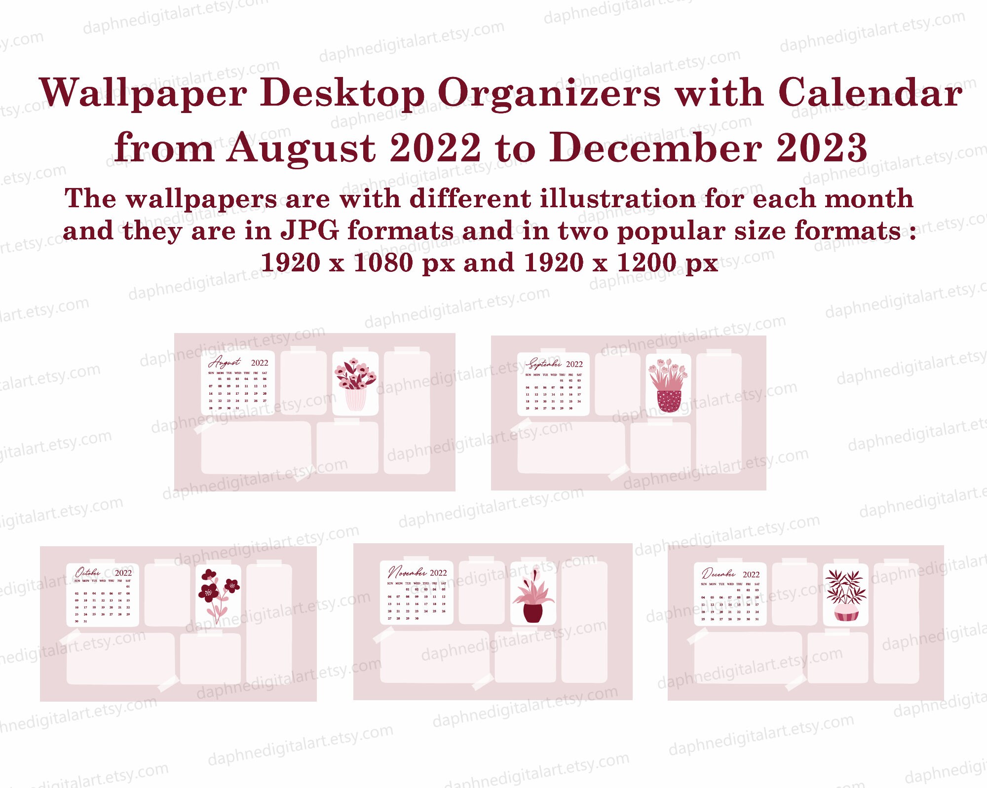 Desktop Wallpaper Organizer Calendar 2022 2023 Desktop - Etsy