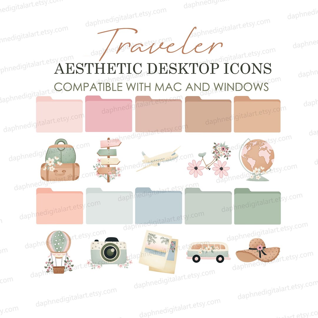 Folder Icons, Desktop Icons for Mac, Windows & PC, File Icons, Boho ...