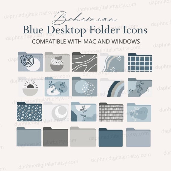 Abstract Desktop Icons INSTANT DOWNLOAD Blue Tones - Etsy