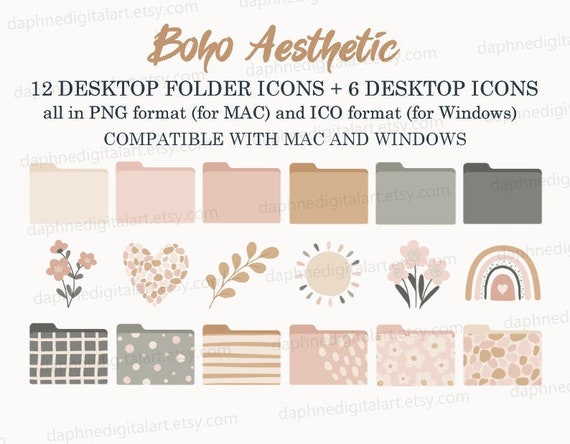 Boho Desktop Folder Icons for Mac Desktop Folder Icons - Etsy