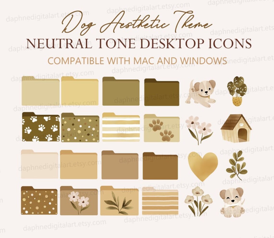 Dog Plant Desktop Organizer Wallpaper Folder Icons Desktop - Etsy