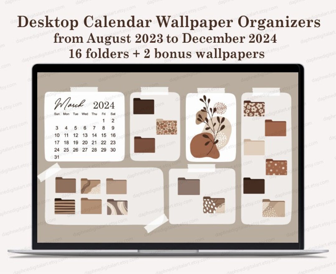 Desktop Wallpaper Organizer Calendar 2024, Mac & Windows Desktop Folder ...