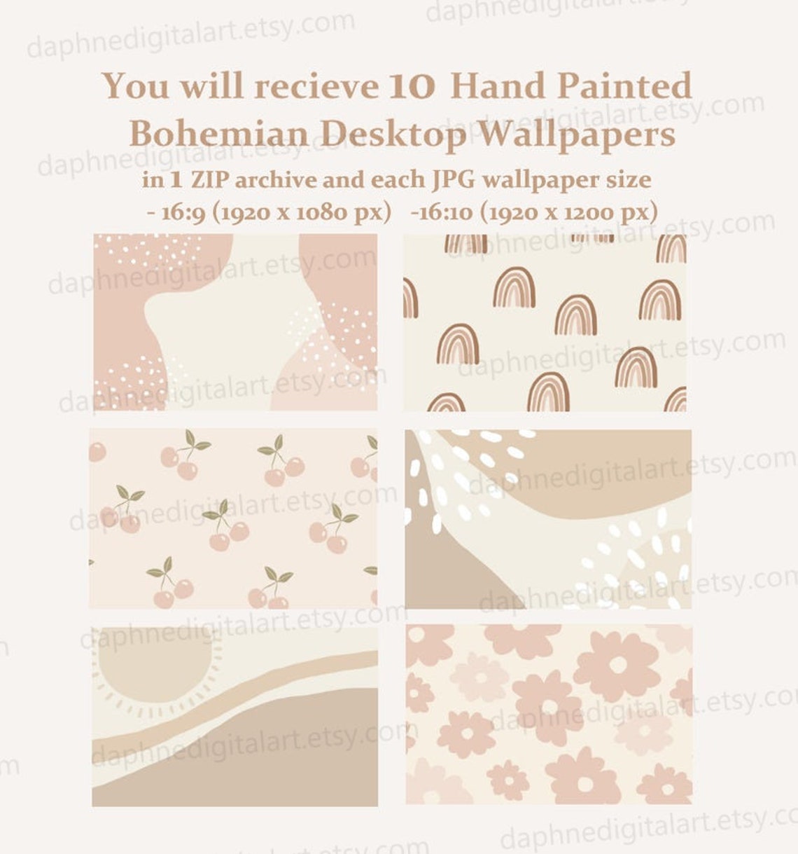 10 Boho Desktop Wallpapers Pink Digital Wallpapers Digital - Etsy