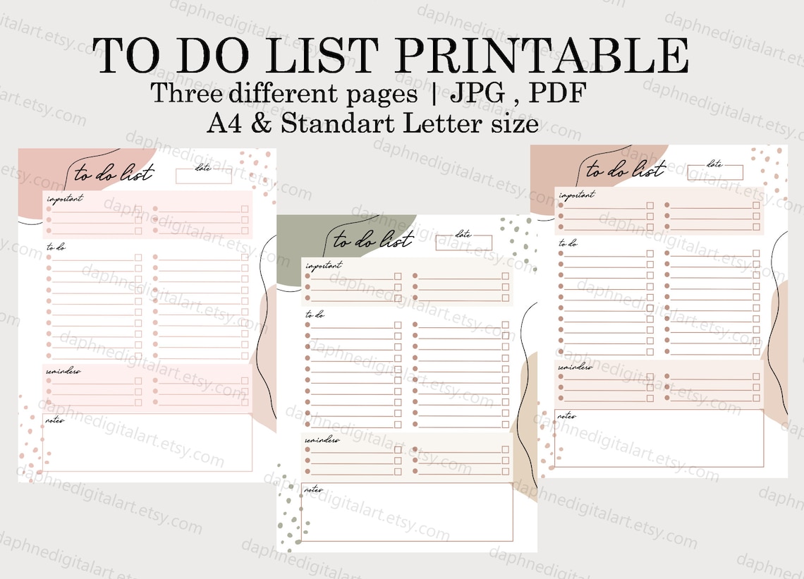 Minimalist Daily to Do List Printable Instant Download Daily - Etsy