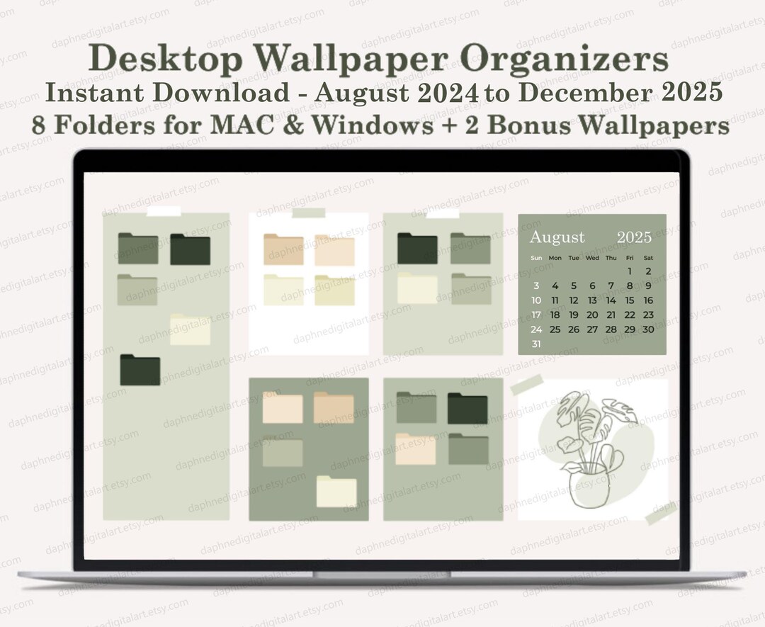 Desktop Wallpaper Organizer 2024 2025 Calendar + Desktop Folder Icons ...