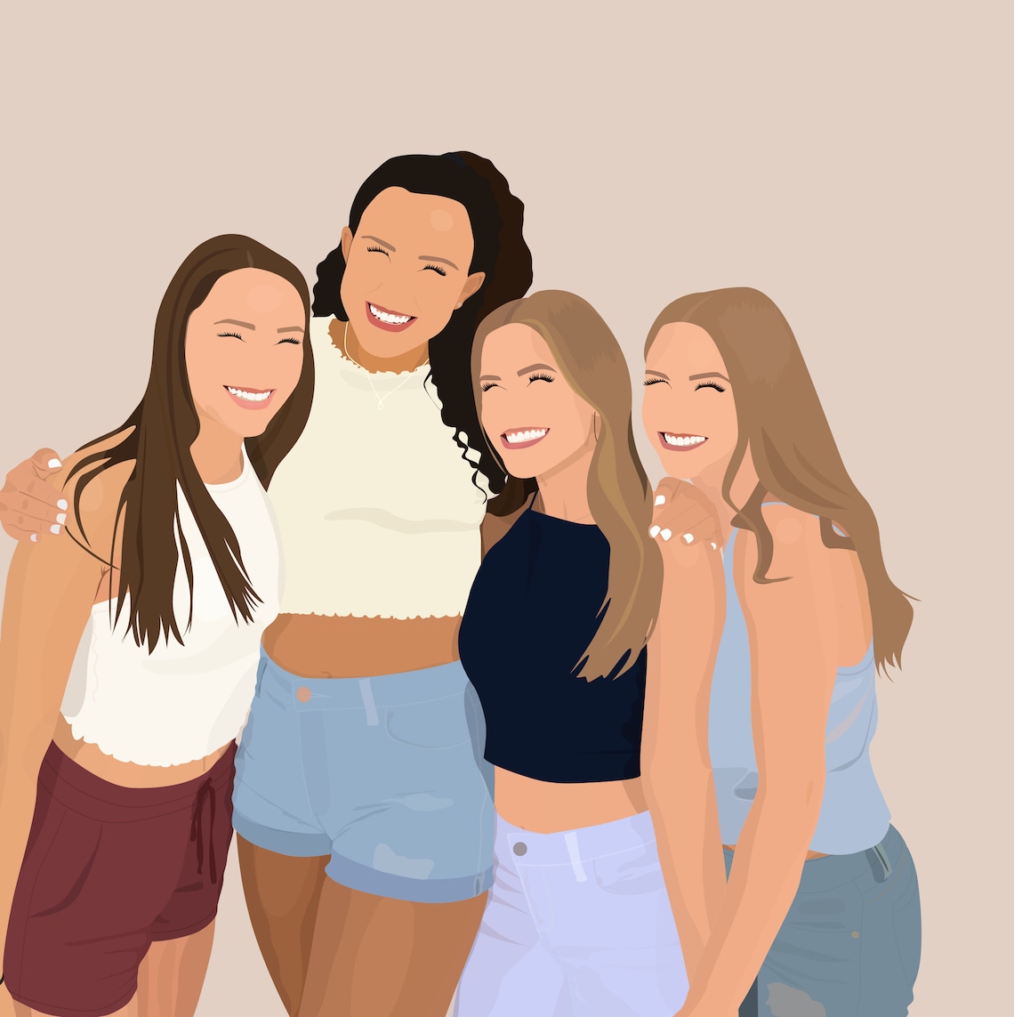Custom Illustration Group Portrait - Etsy