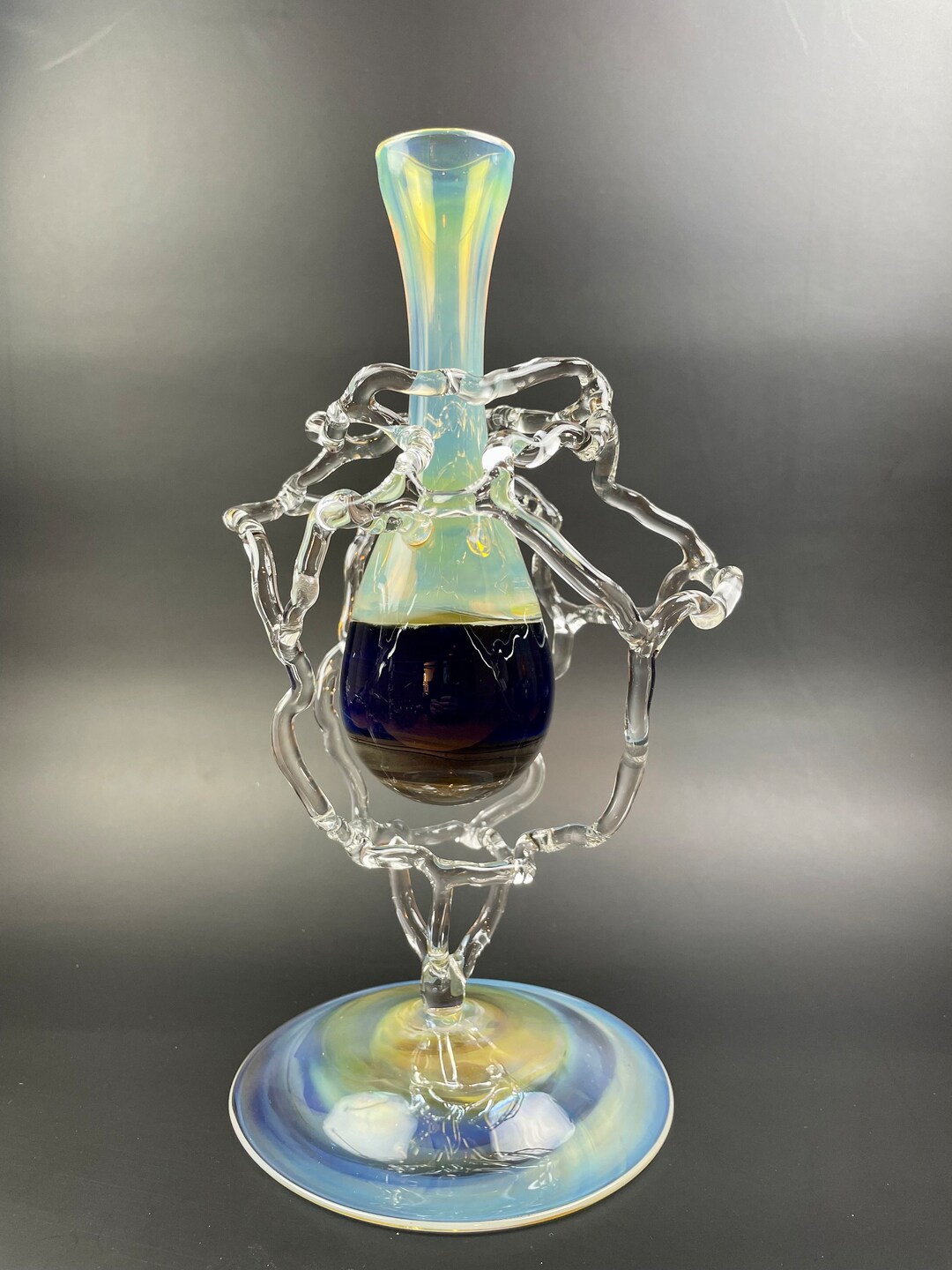 Floating Glass Bud Vase Hand Blown Networked Borosilicate Pyrex Vase - Etsy