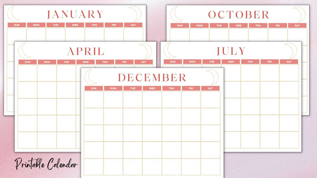 Digital Printable Monthly Calendar Download - Etsy