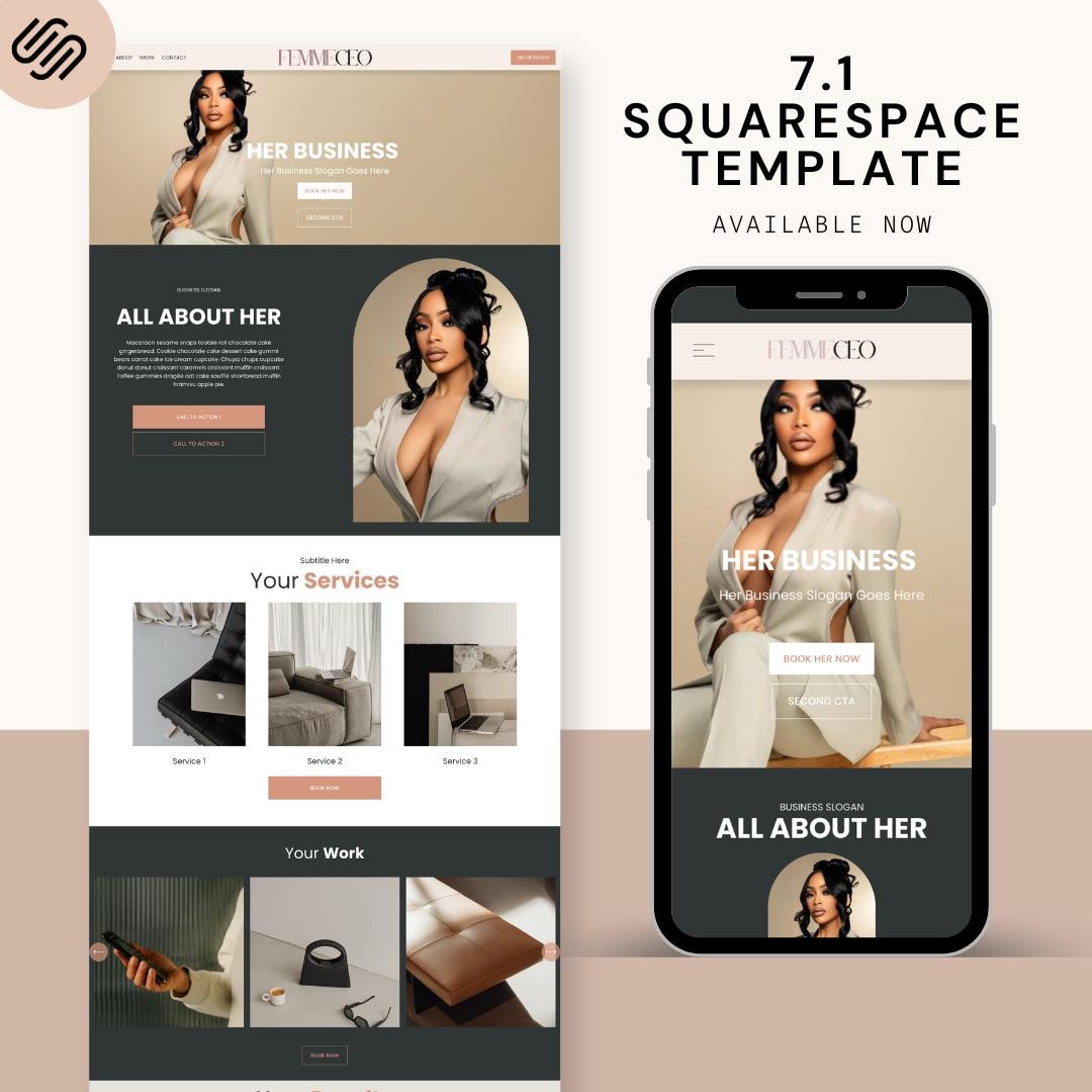 One Page Squarespace 7.1 Website Template – Femme CEO | Website ...
