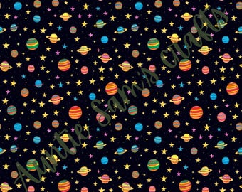 Cute Planets in Space Seamless Pattern Collection - Etsy