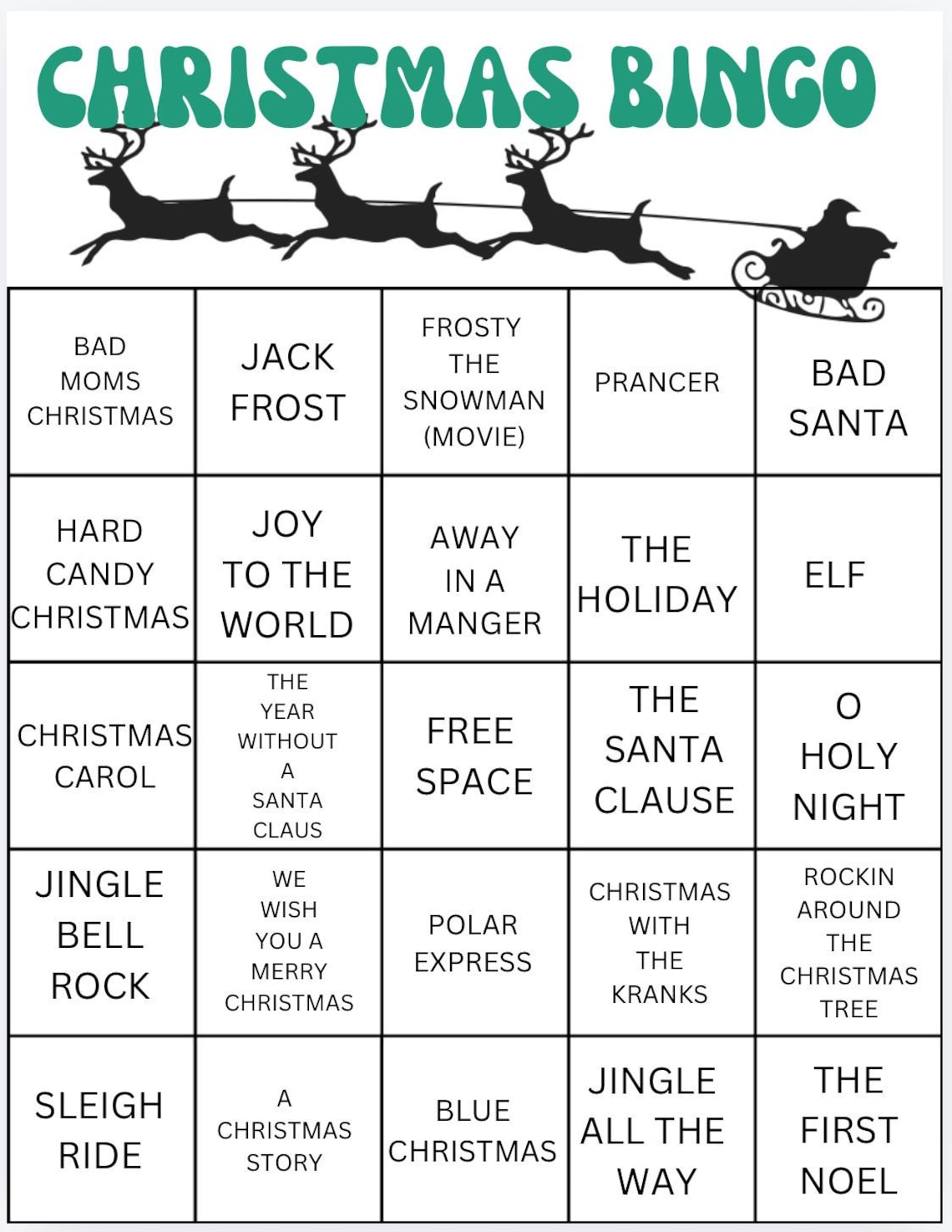 Christmas Movie & Song Bingo | Festive Bingo Game for Holiday Fun ...