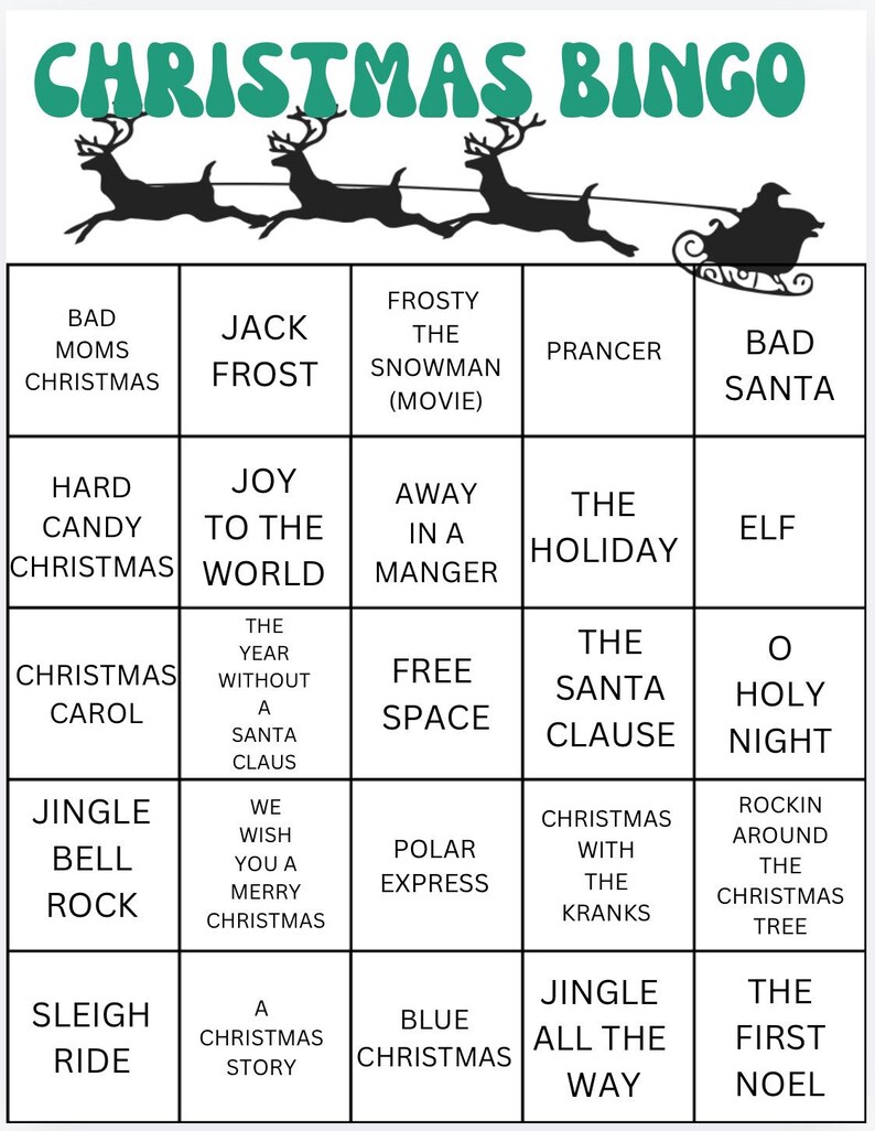 Christmas Movie & Song Bingo | Festive Bingo Game for Holiday Fun ...