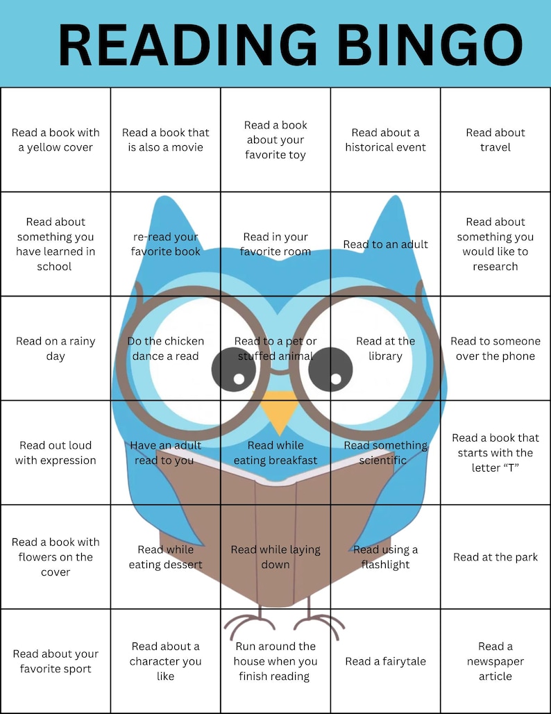 READING BINGO Elementary Reading Reading Challenge Educational Material ...