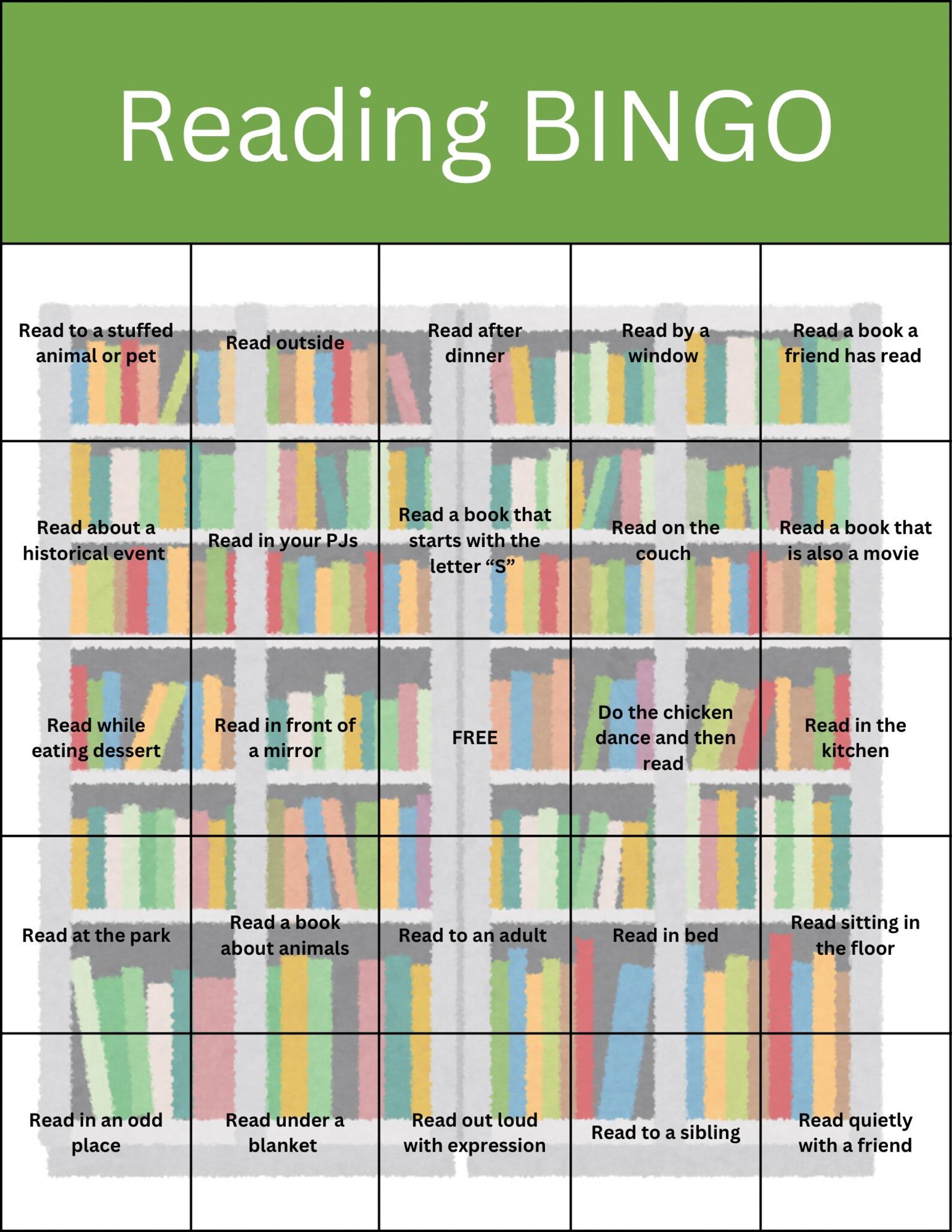 READING BINGO Elementary Reading Reading Challenge Educational Material ...