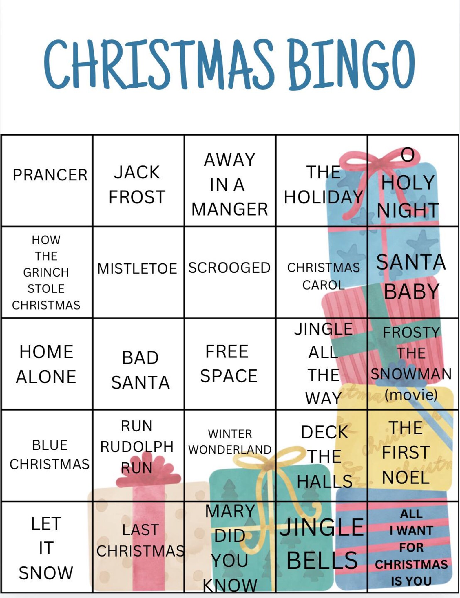 Christmas Movie & Song Bingo | Festive Bingo Game for Holiday Fun ...