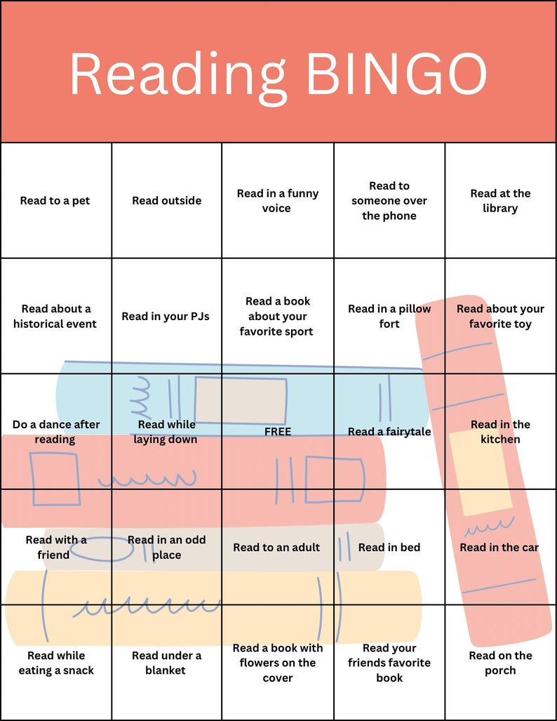 READING BINGO Elementary Reading Reading Challenge Educational Material ...