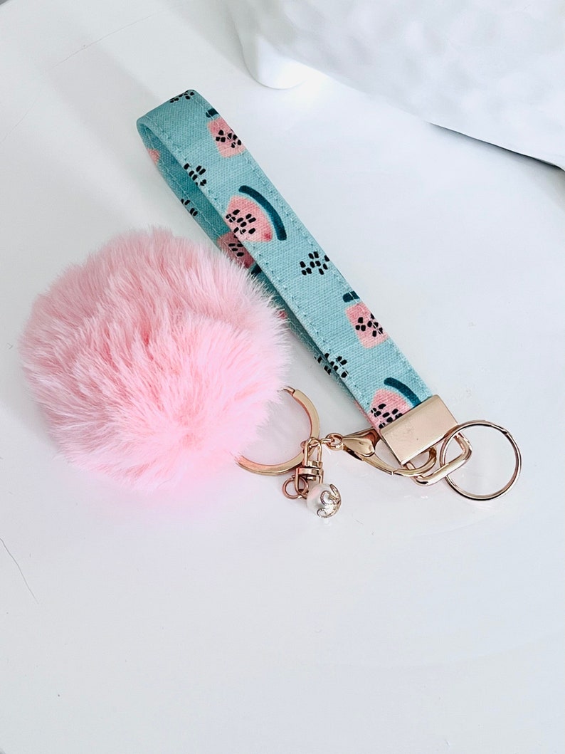 Skinny Key Fob Wristlet Custom Keychains With Matching Name Tag| Cotton ...