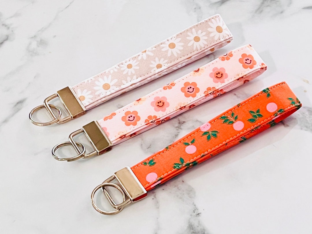 Key Fob Wristlet 1” Custom Keychains, Key Fob, Floral Key Fob, Gift for Her, Wristlet Lanyard ...