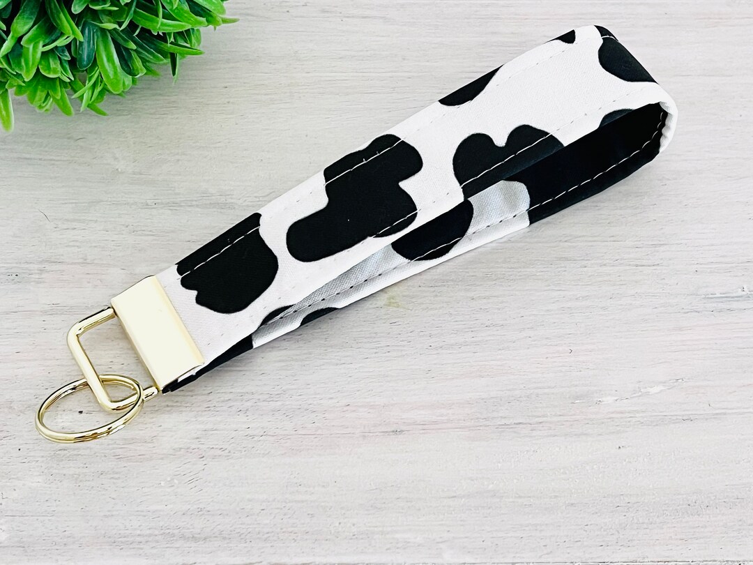 Cow Print Key Fob Wristlet 1” Custom Keychains, Key Fob, Floral Key Fob ...