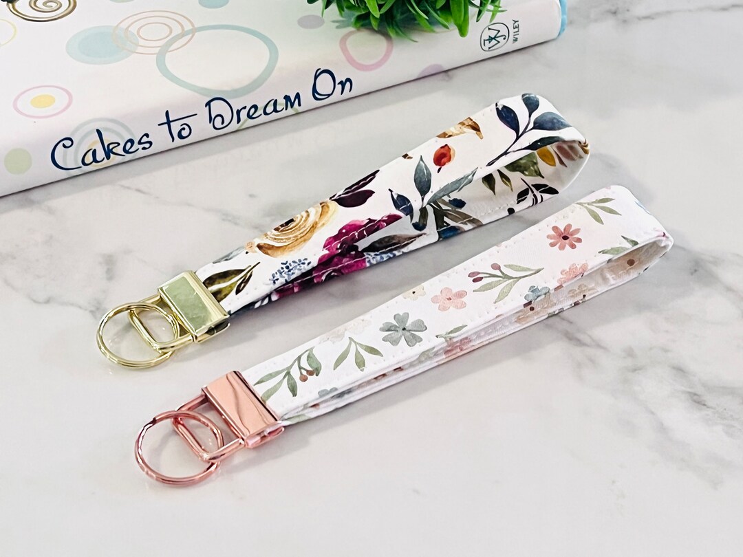 Keychain Wristlet Custom, Key Fob, Fall Floral Key Fob, Gift for Her ...