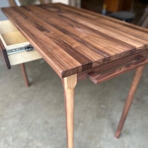 Turned Leg Walnut Butcher Block Table Kitchen Table Butcher Block ...