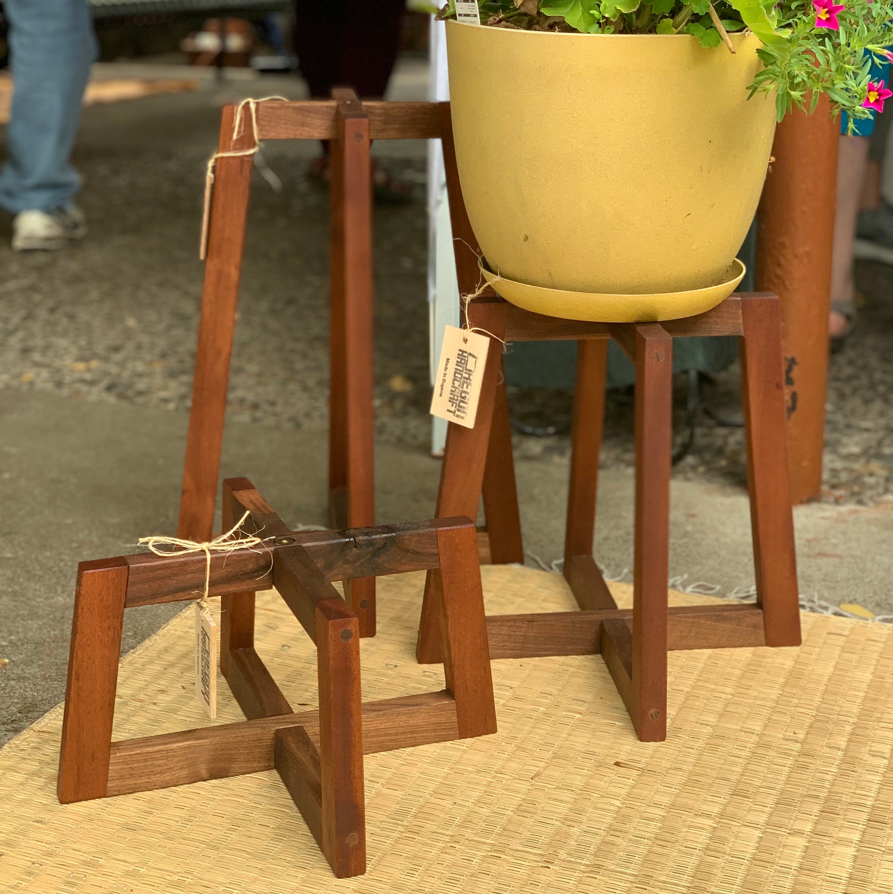 Walnut/sapele Hardwood Plant Stands - Etsy