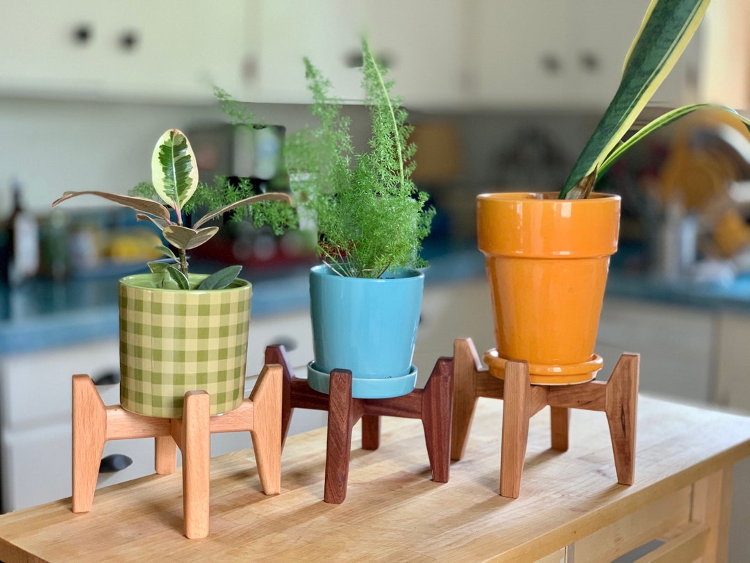 Mid Century Modern Hardwood Plant Stand: Table Top Decor - Etsy