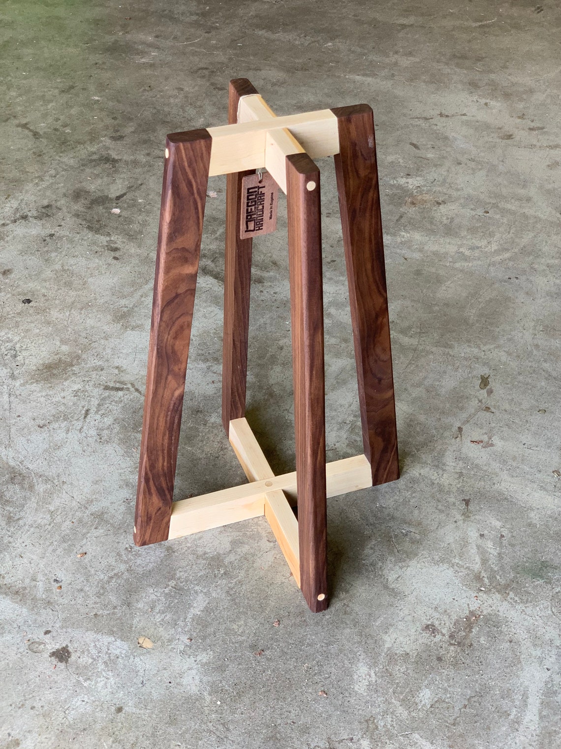 Accented Walnut/maple Hardwood Plant Stands | Etsy