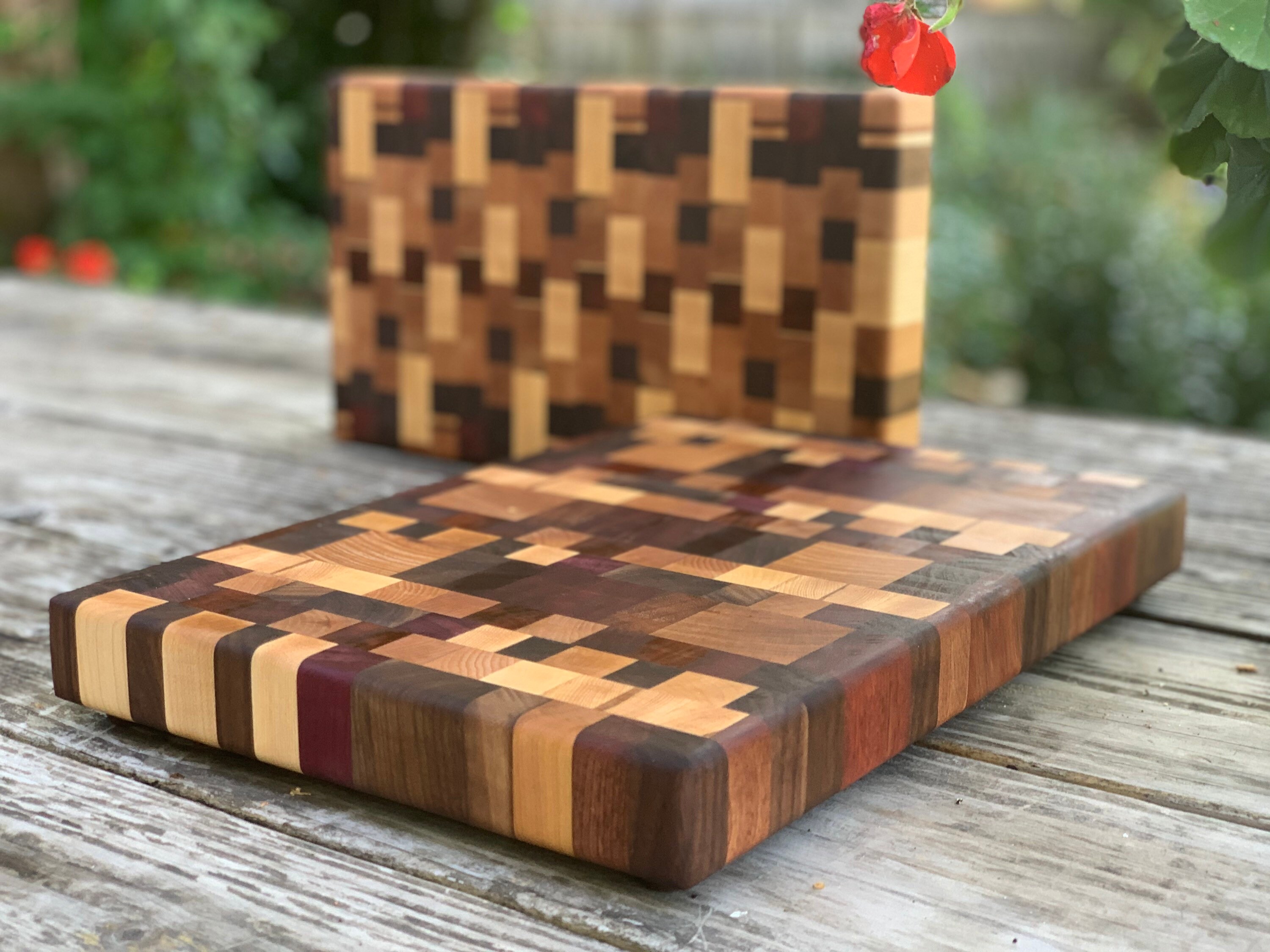 End Grain Mixed Hardwood Butcher Block | Cutting Board | Kitchen | Home ...