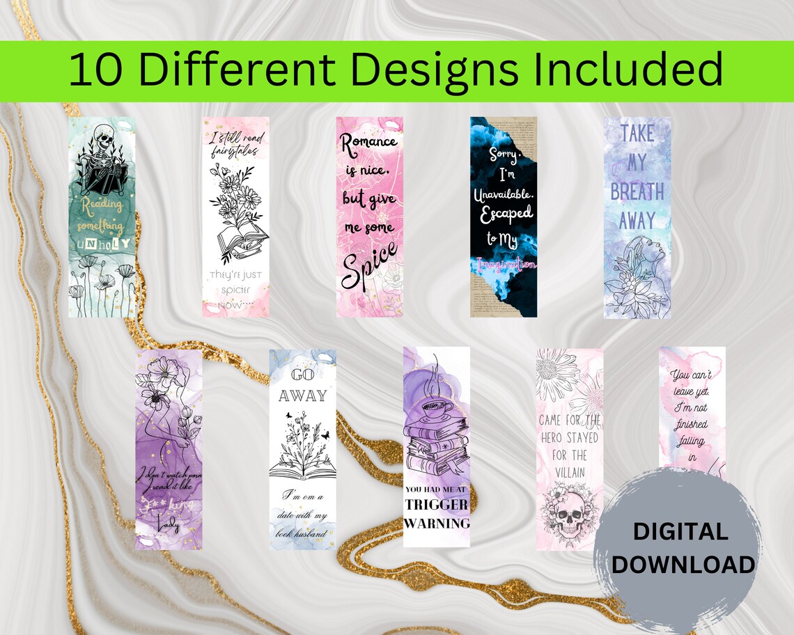 Smut Book Marks, Sublimation Book Mark Designs, Printable Book Mark ...