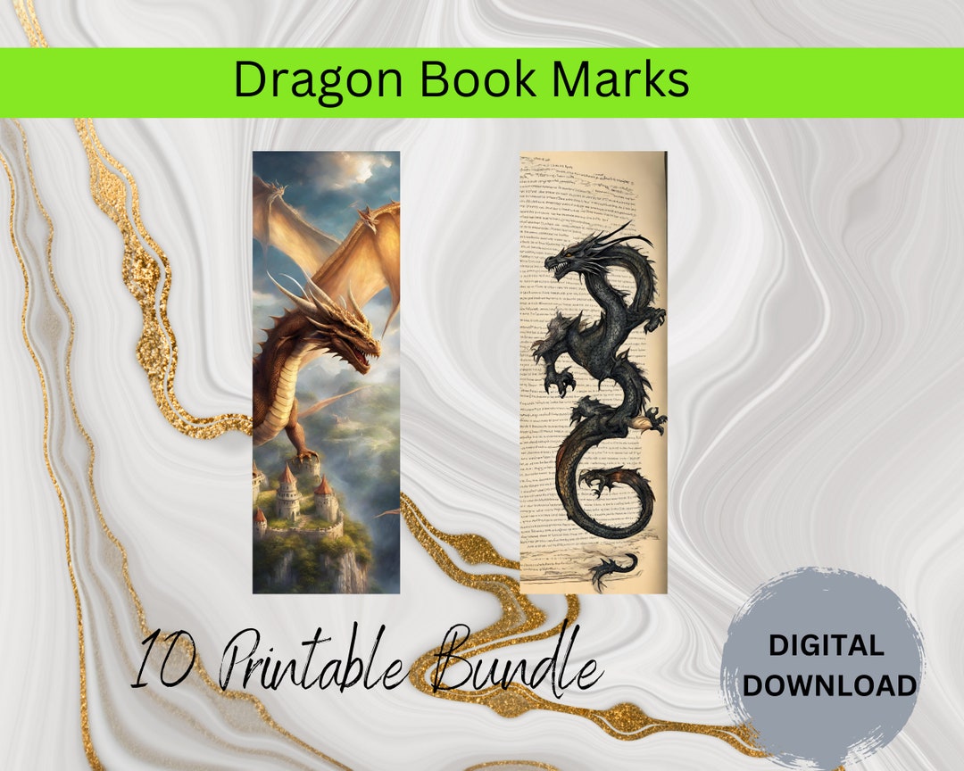 Dragon Book Marks, Sublimation Book Mark Designs, Printable Book Mark ...