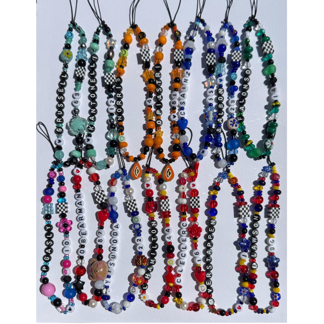 F1 Driver Beaded Phone Charm Strap: Formula 1 Keychain - Etsy