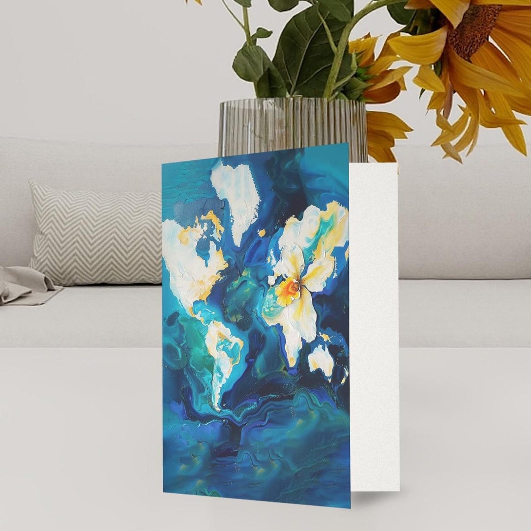 Georgia Okeeffe-inspired World Map Greeting Card - Etsy