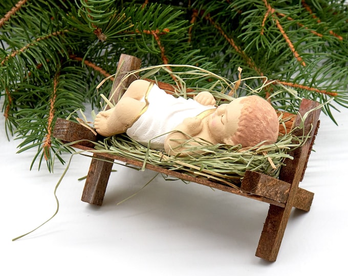 BABY JESUS in MANGER, Nativity Manger, Sleeping Christmas Baby Jesus on ...