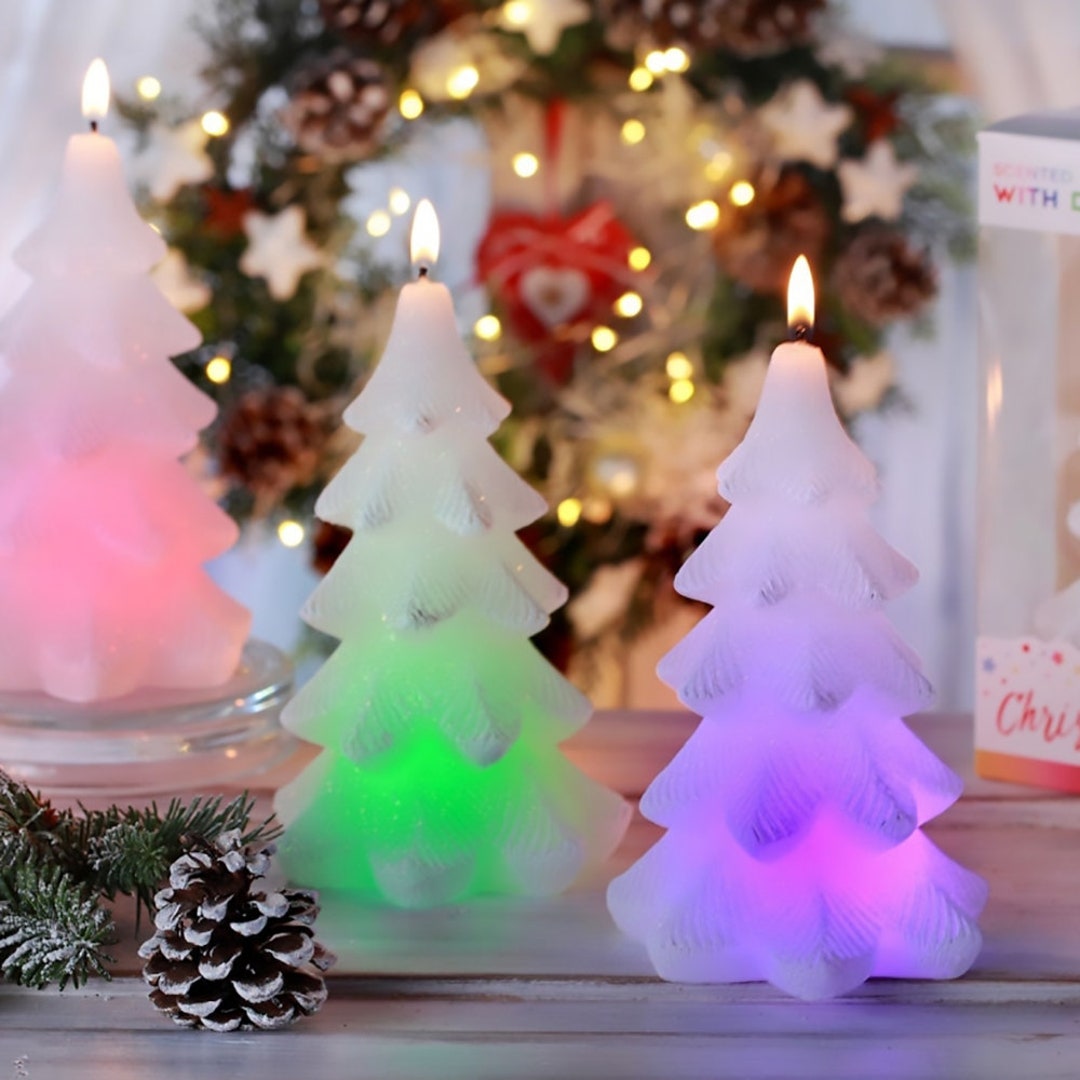 CHRISTMAS Tree Scented CANDLE With Diode, Large Candle With a Colour ...