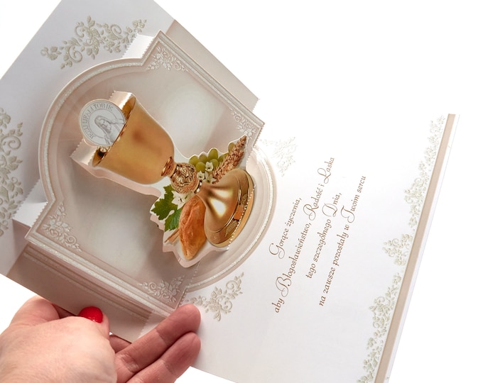 POLISH First Holy COMMUNION Pop up CARD, Pamiatka Pierwszej Komunii - Etsy