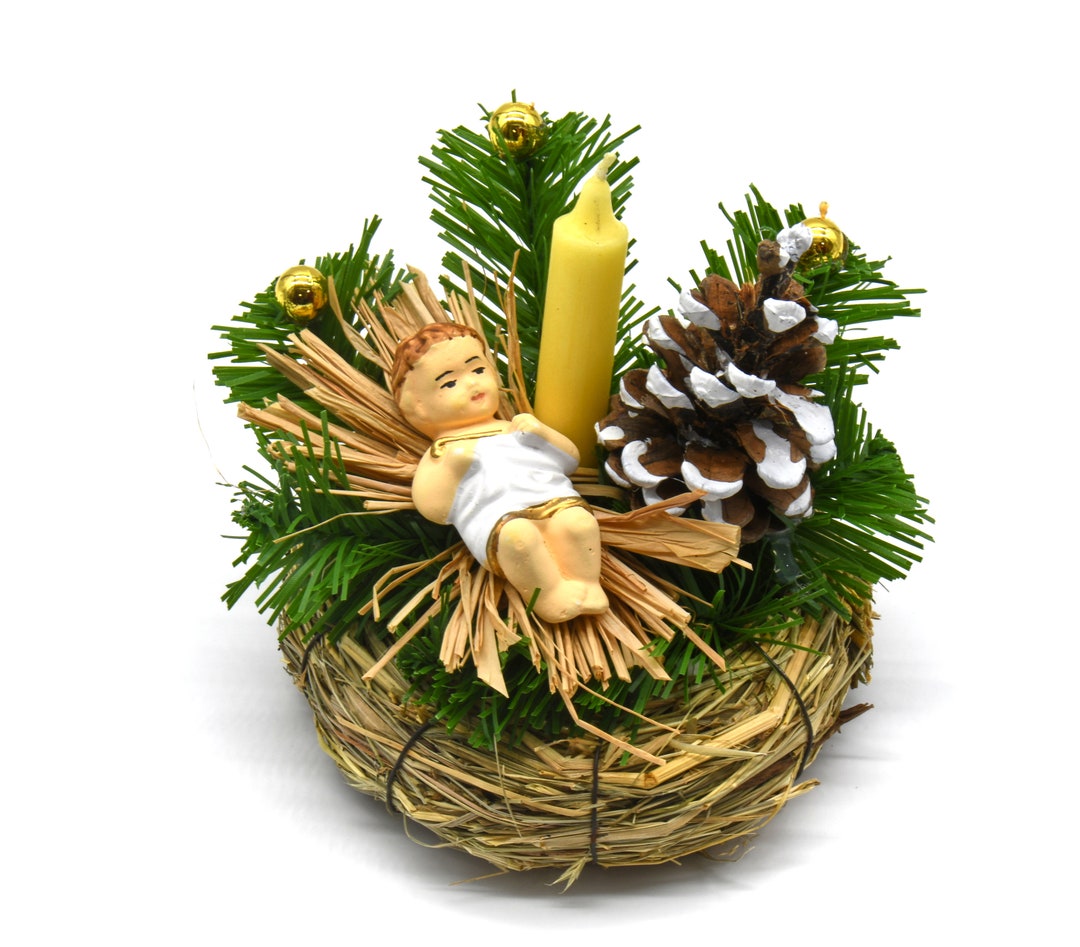 Nativity Figurine Baby Jesus Christmas Wreath Table Decoration With ...