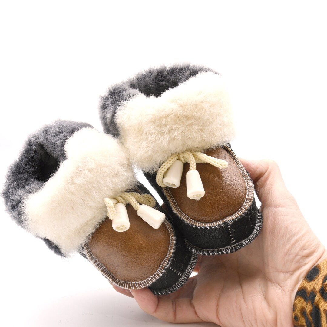 Baby Slippers, Newborn SHEEPSKIN SLIPPERS 0-9 Months, Babyshower Gift ...