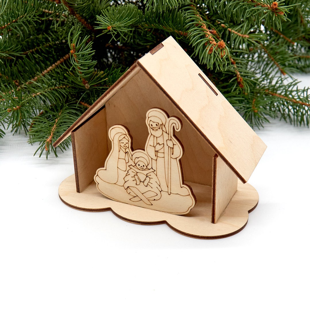 Simple NATIVITY SCENE, Small Nativity Scene, Wooden Nativity Scene - Etsy