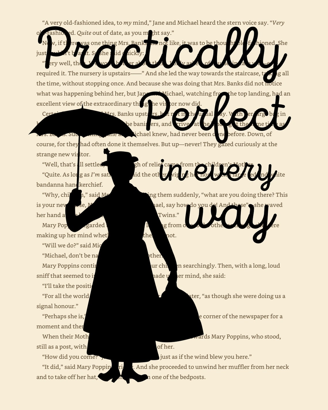 Mary Poppins Print Practically Perfect in Every Way Print | Etsy