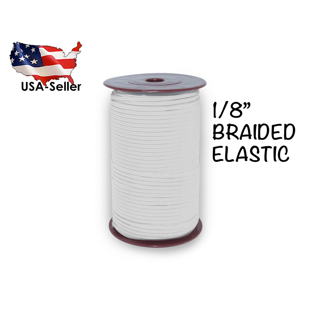 1/8 White Braided Elastic Cord Stretch Elasticity Braided Sewing Crafts ...