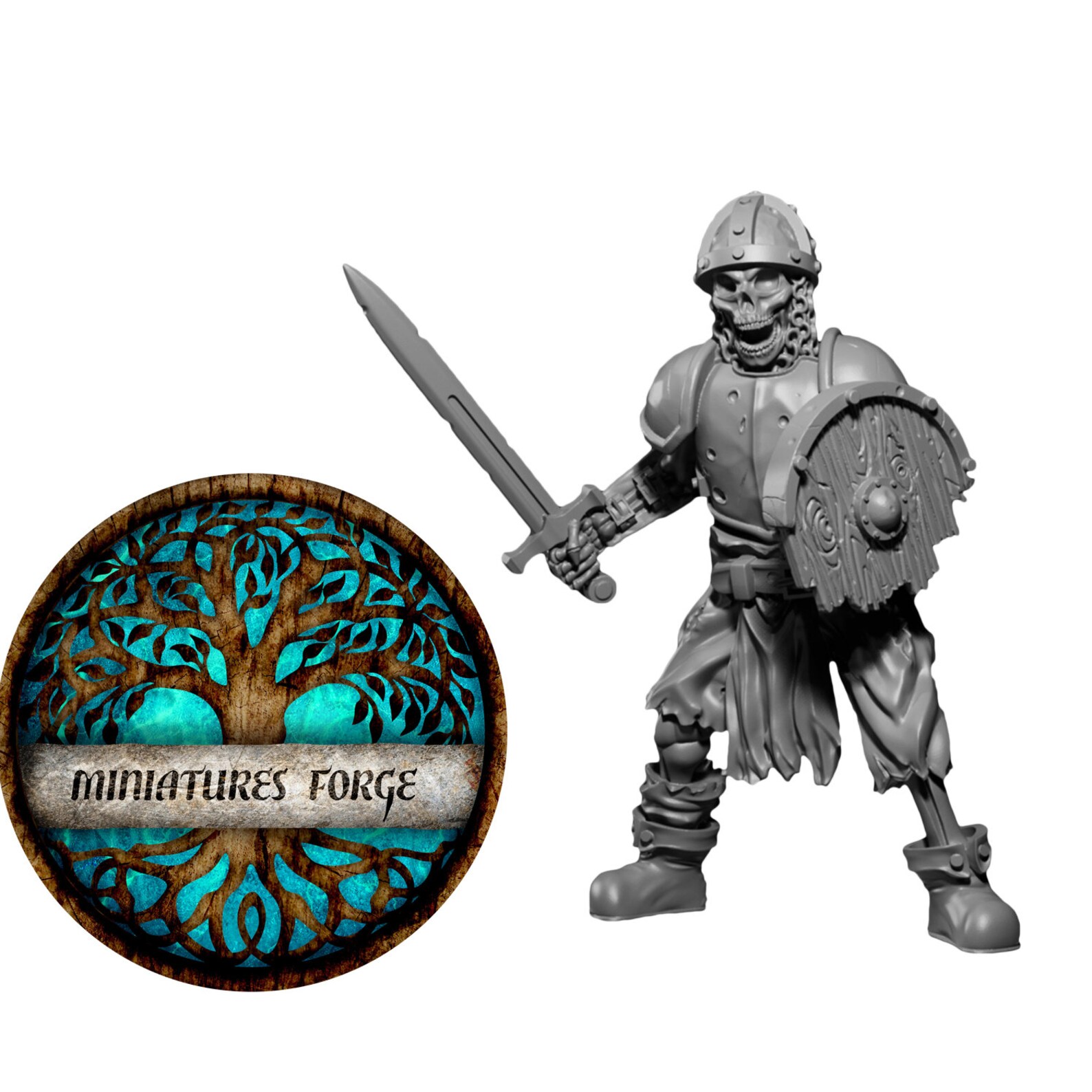 Skeleton With Sword and Shield Miniature Get FREE Wooden RPG | Etsy