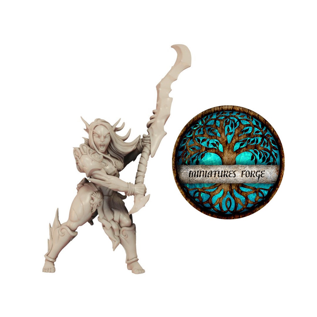 Ag Sea Elf Miniature Female 2h Sword Attack Dungeons and Dragons Mini ...