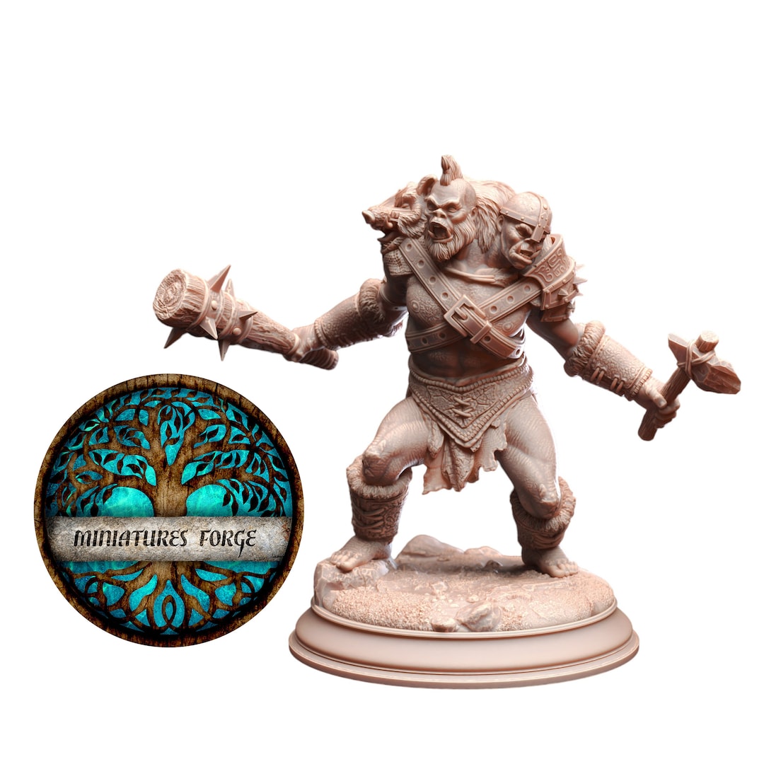 Ettin Miniature C Big Monster 50 Mm Base Fog Dungeons and Dragons Mini ...