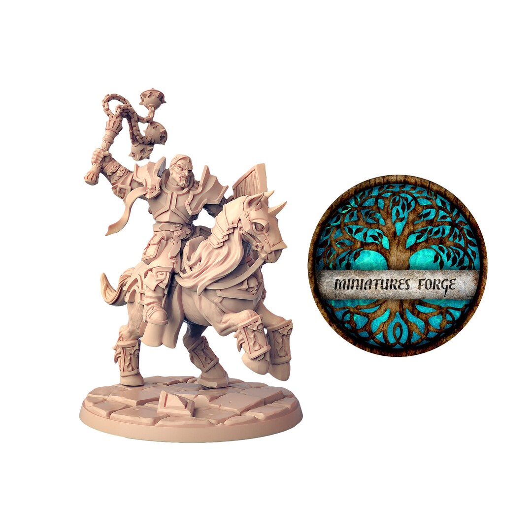 Human Paladin With Flail Mount Dungeons and Dragons Mini - Etsy