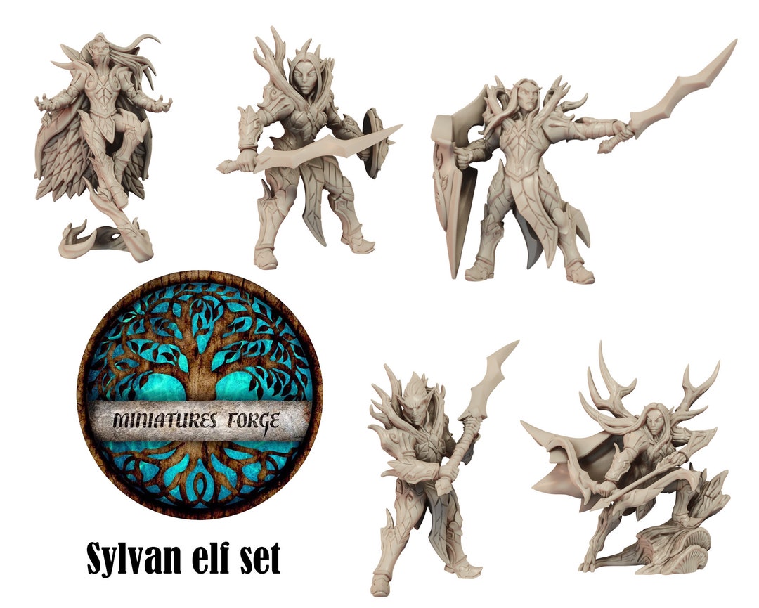 Sylvan Elf Set Dungeons and Dragons Mini Tabletop - Etsy