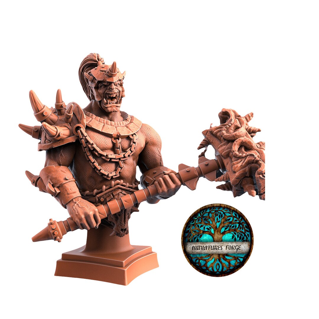 Half Orc Barbarian Bust Dungeons and Dragons Mini - Etsy