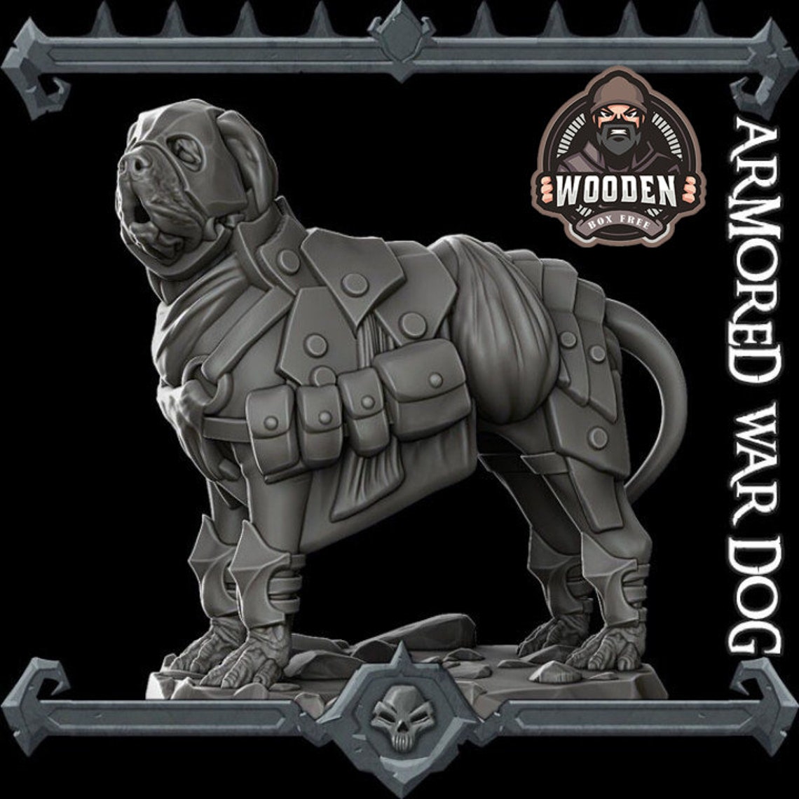 Armored War Dog Get FREE Wooden RPG Engraved BOX Miniatures - Etsy